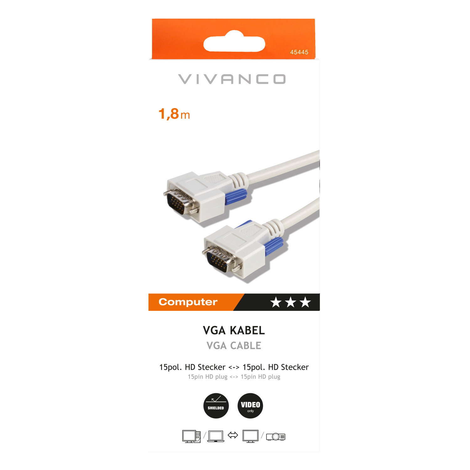 Vivanco VGA auf VGA Kabel, 1,8m | electronic4you