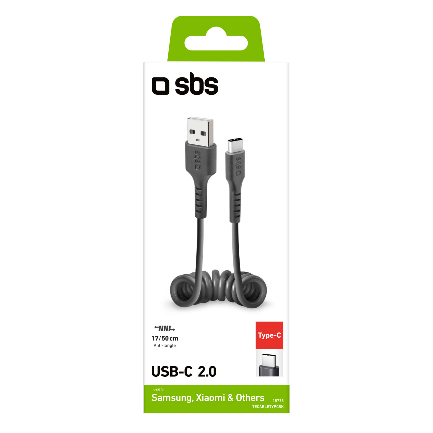 SBS USB-/USB-C-Kabel schwarz 17 bis 50cm | electronic4you