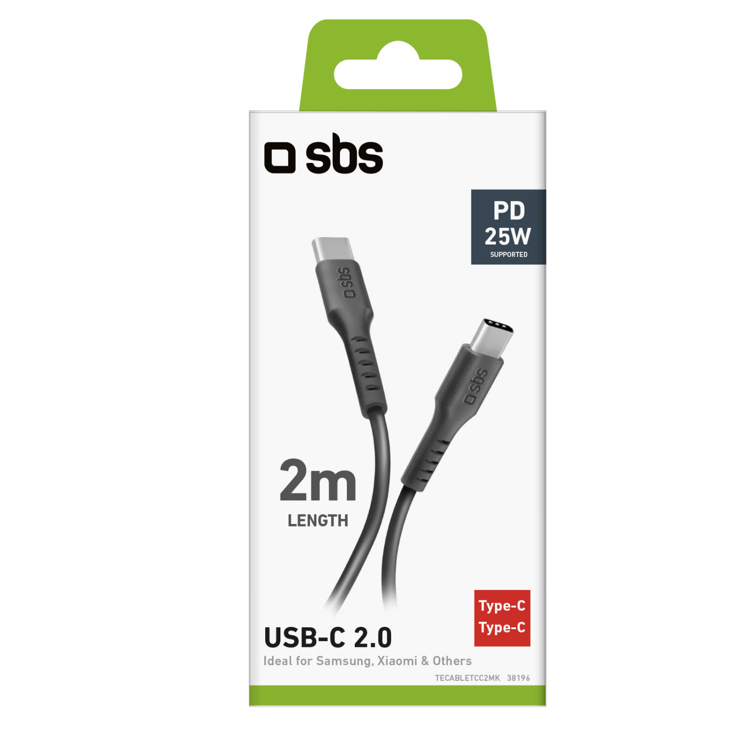 SBS USB-C - USB-C Kabel 2m schwarz | electronic4you