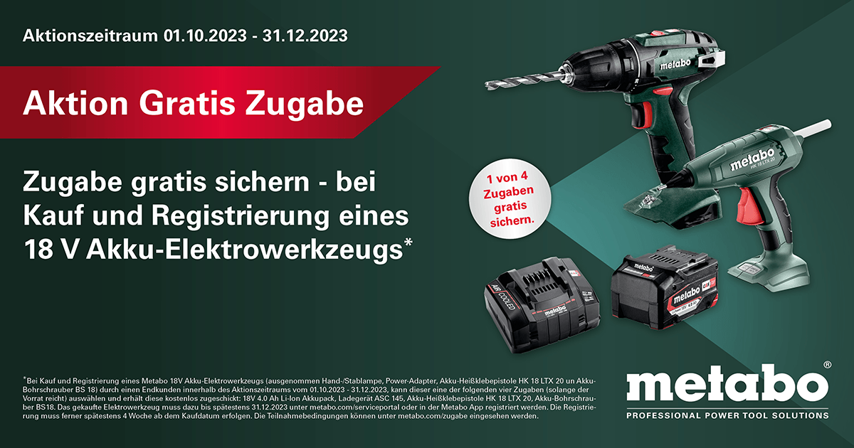 Metabo - Aktion Gratis Zugabe 2023 | electronic4you